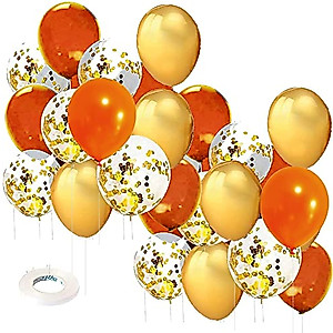 Orange Gold Balloons/Graduation Party Decorations Orange 2023 30pcs for Fall Birthday Party Women/Fall Bridal Shower Decorations/Fall Balloons/Orange Gold Fall Party Decorations/Thanksgiving