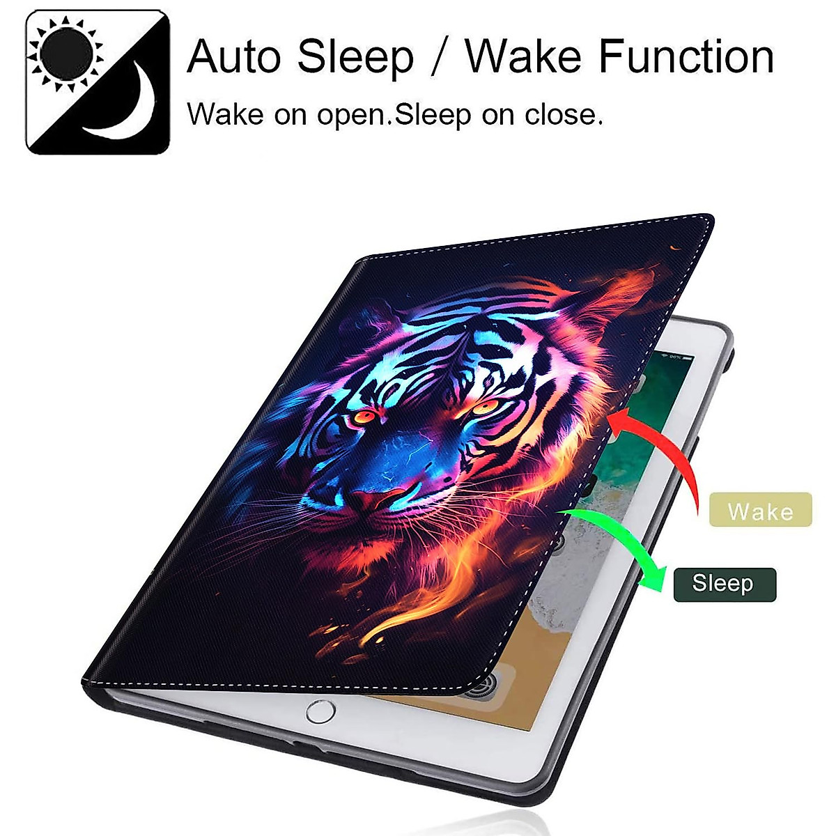 Case for iPad 10.2 Case 2021 iPad 9th Gen / 2020 iPad 8th Gen / 2019 iPad 7th Gen Case, Durable Shockproof Protective Cover for 10.2"，Tiger