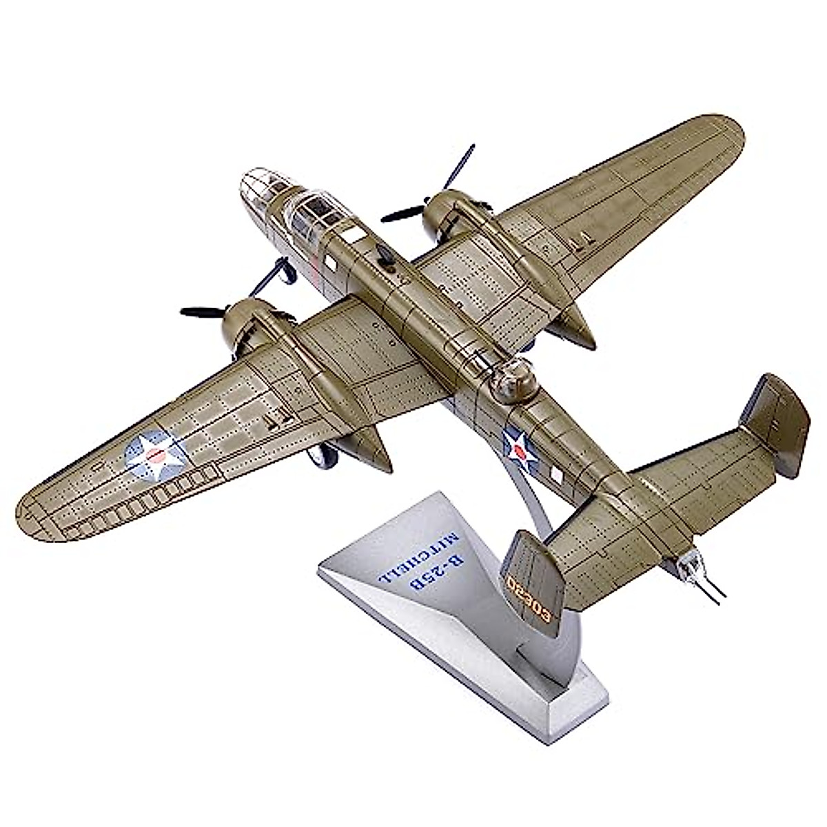 NUOTIE B-25B Mitchell Tokyo Raid 1/72 Bomber Metal Model Kits with Stand WWII Diecast Alloy Airplane Combat Plane Prebuild Military Aircraft Collection(Wispper)