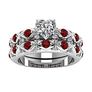 Rubyyouhe8 Luxury Women Cubic Zirconia Heart Rhombus Ring Wedding Engagement Jewelry GiftRomantic Gift for Her Women Girls on Valentine's Day, Mother's Day, Birthdays -Golden + White US 8