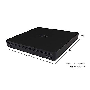 Pioneer BDR-XS07UHD Portable 6x Ultra HD 4K Blu-ray Burner External Drive Bundle with Cyberlink Software Download Installation Code, 100GB M-DISC BDXL and USB Cable - Burns CD DVD BD DL BDXL Discs