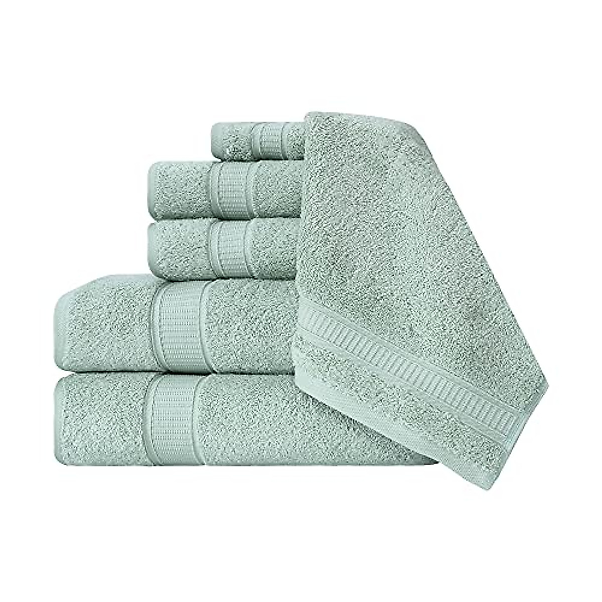 LA HAMMAM 6 Piece Towel Set - 2 Bath Towels, 2 Hand Towels, 2 Washcloths for Bathroom, College Dorm, Kitchen, Shower, Pool, Hotel, Gym & Spa | Soft & Absorbent Turkish Cotton Towel Sets - Green
