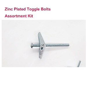 cSeao 22 Pieces Heavy Duty Drywall Ceiling TV Anchors Toggle Bolt Assortment Kit, 1/8" 1/4" 3/16" Spring Loaded Hollow Wall Inserted Bolt Wing Nuts
