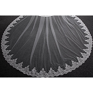 EllieHouse Women's 2 Tier Cathedral Lace White Wedding Bridal Veil With Comb L01WT