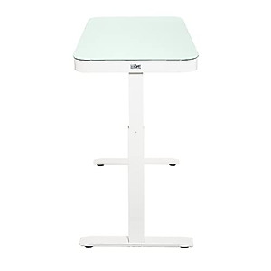 Seville Classics Airlift Electric Height Adjustable Desk with Tempered Glass Top, USB Charging Ergonomic Sit Stand Modern Home Office Workstation, 47.5" x 24" Pull Out Drawer, Artic White