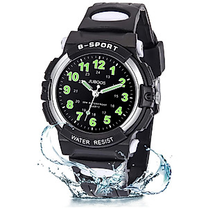 Juboos Kids Analog Watch, Childrens Waterproof Quartz Watch for 5-14 Years Old Boys Girls Time Teaching Sports Outdoor Wirstwatch