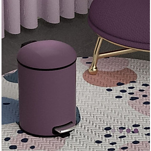 Trash Bin Trash Can Wastebasket Stainless Steel Garbage Can for Bedroom Foot-Operated Purple Trash Can with Lid Paper Basket Garbage Can Waste Bin (Color : Purple, Size : 26 * 33.5cm)