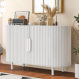 Merax Light Luxury Sideboard with Adjustable Shelves,Suitable for Living Room,Study and Entrance, White