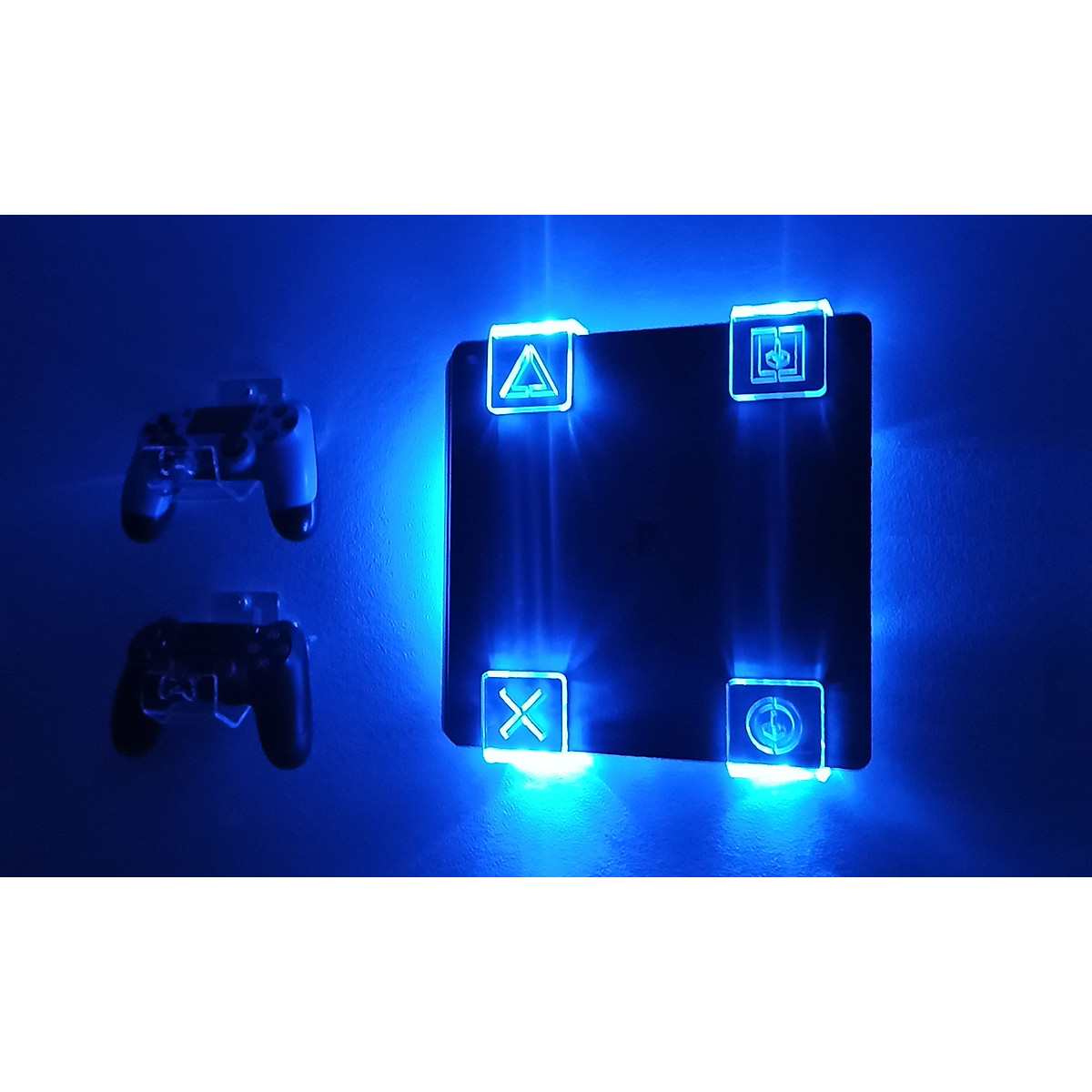 WALL MOUNT FOR PS4 PLAYSTATION 4 WITH MULTICOLOR LED LIGHTING KIT + 2 CONTROL MOUNT (PS4 PRO)