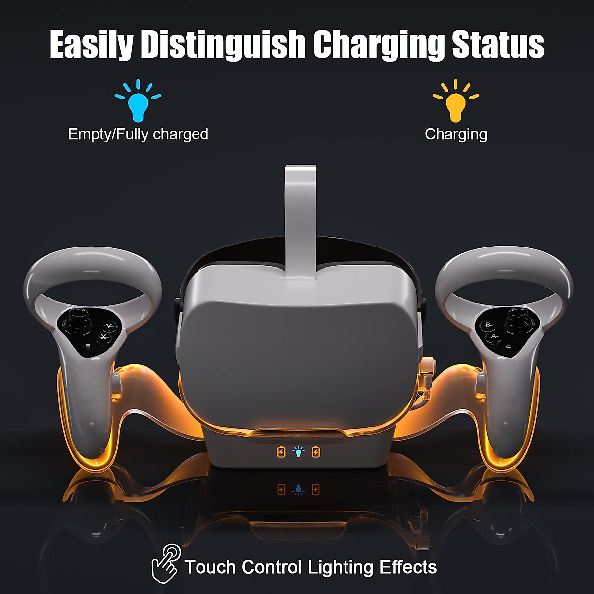 VR Charging Dock for Oculus Quest 2/Meta Quest 2,VR Headset and Controller Display Stand with LED Light, Two Rechargeable Batteries, Magnetic Charging Compatible with Meta Quest 2 Accessories