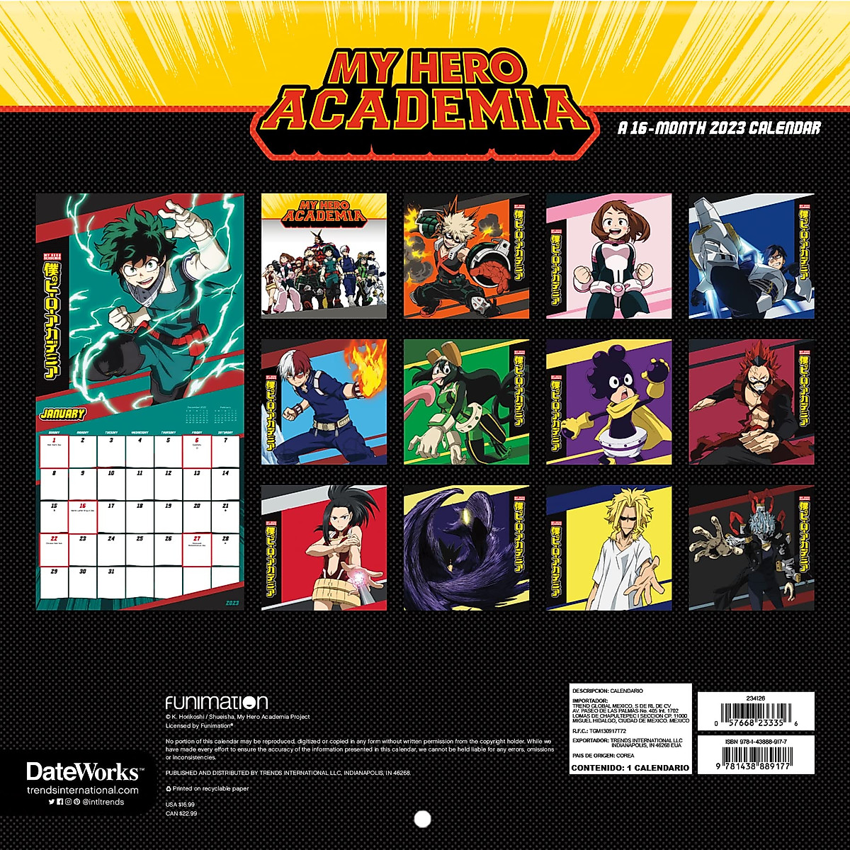 2023 My Hero Academia Wall Calendar