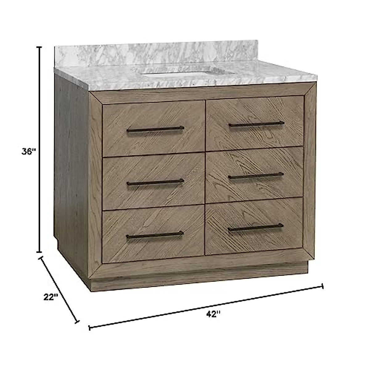 Avery 42-inch Bathroom Vanity (Carrara/Gray Oak): Includes Gray Oak Cabinet with Stunning Carrara Marble Countertop and White Ceramic Sink