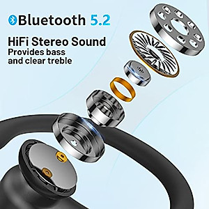 XUX Wireless Earbuds Bluetooth 5.2 Headphones Bluetooth Headphones 4-Mics Clear Call 30H Playtime with Earhooks Sweatproof Waterproof in Ear Earphones for iPhone Android Sports Running Workout Gaming