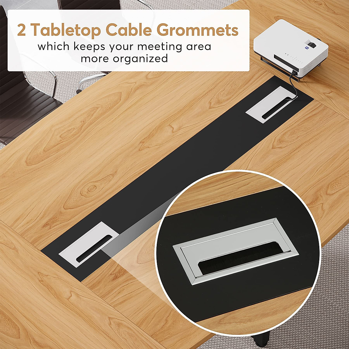 Tribesigns 8FT Conference Table, 94.5L x 47.2W inch Large Meeting Table, Modern Rectangular Seminar Table for Office Meeting Conference Room, Metal Frame