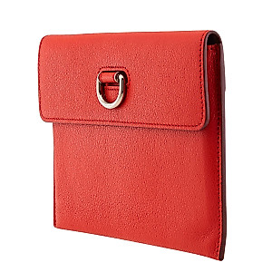 Burberry Womens D-Ring Leather Pouch, Red