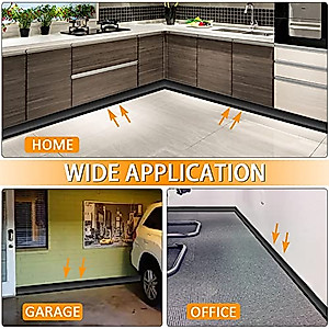 Vinyl Wall Base 4" Vinyl Baseboard Molding Flexible Vinyl Floor Base with 1" Crease Rubber Base Molding for Wall Easy to Install Use to Cover Wall Crevice (5" Wide x 19.7' Long, Black)