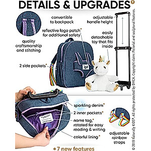 Naturally KIDS Rolling Backpack for Girls, Toddler Luggage for Girls, Toddler Suitcase for Girls, Toddler Unicorn Backpack for Girls 4-6, Kids Backpacks Girls Kindergarten, Roller Backpacks Girls Boys