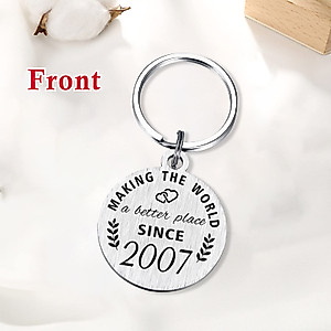 ABNTY 17th Birthday Gifts for Girls Boys, 17 Year Old Birthday Keychain, Born in 2007 Gifts, 2007 Birthday Decorations