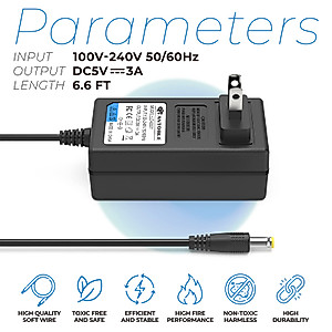 Antoble 6.6ft Cord 5V 3A AC Adapter Wall Charger for Pioneer Pro DDJ-SX2 DDJSX2 DJ Controller Power Supply