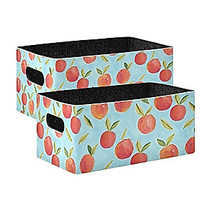 Peaches Blue Storage Basket Felt Storage Bin Collapsible Storage Box Convenient Box Organizer for Pet Supplies Magazine