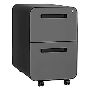 Laura Davidson Furniture Stockpile 2-Drawer Modern Mobile File Cabinet, Commercial-Grade (Black/Grey)