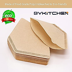 BYKITCHEN Size 4 Coffee Filters, 8-12 Cup, Set of 200, Coffee Filters 4 Cone Paper, Natural Unbleached Paper Filters for Pour Over Coffee Dripper and Coffee Maker