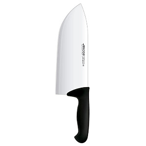 ARCOS Butcher Knife 10 Inch Nitrum Stainless Steel and 255 mm blade. Ergonomic Polypropylene Handle. Series 2900. Features different handle colors to make it easier for each food group. Color Black.