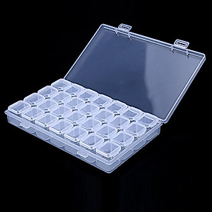 szzijia Zijia Plastic Adjustable 28 Slots Boxes of Diamond Painting Accessories Jewelry Container Storage Box (Clear White)