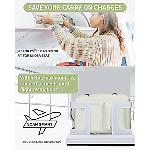 Large Travel Laptop Backpack, Expandable Flight Approved Backpack, Carry on Backpack for Women, Waterproof 17inch Laptop Hiking Backpack with Shoe Compartment, Moon White