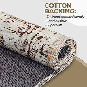 SUPERIOR Washable Indoor Runner Rug, Unique Home Floor Throw for Living Space, Dining Room, Office, Bedroom, Hallway, Entryway, Rustic Distressed Geometric Decor, Dove Collection, 6' x 9'