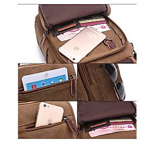 mygreen Unisex Black Small Canvas Vertical Shoulder Messenger Bag Crossbody Business Leather Bag Satchel for Kindle