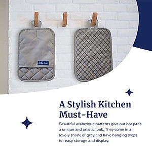 Little Lana Arabesque Silicone Pot Holders 2 Pack, Gray