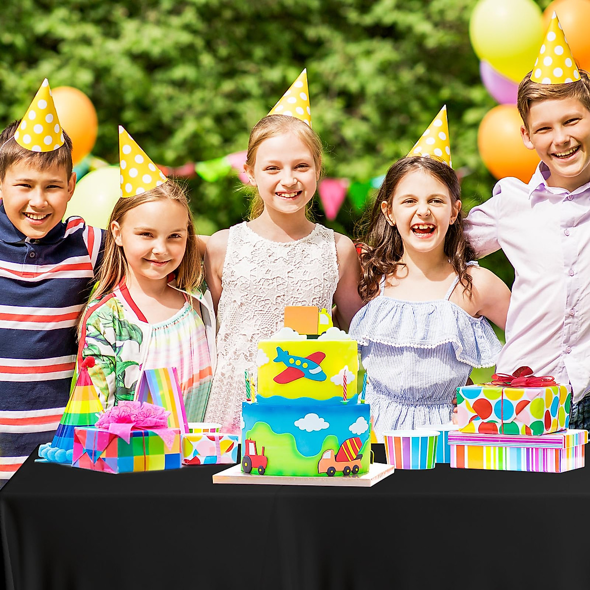 XSEINO 8 Pack 54" x 108" Premium Black Plastic Table Cloth,Disposable Rectangle Tablecloths Waterproof Table Cover for Birthday Wedding Anniversary Graduation Party Decorations Supplies