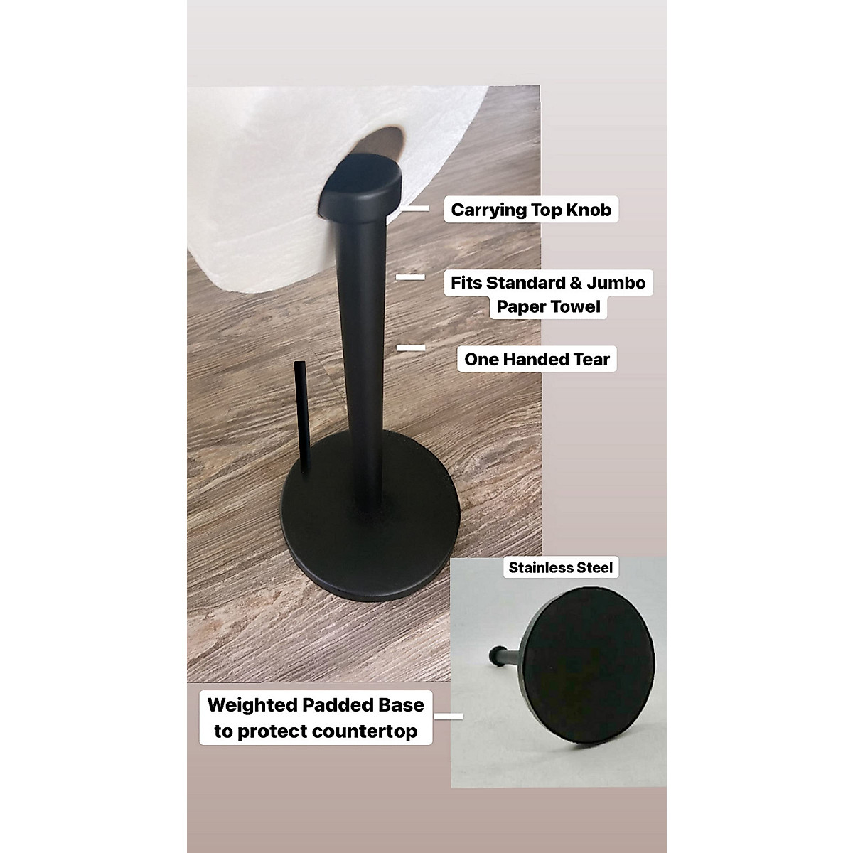 Steelware Central Paper Towel Holder Stainless Steel (Matte Black)