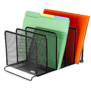 Rolodex Mesh Collection Stacking Sorter, 5-Section, Standard Packaging , Black