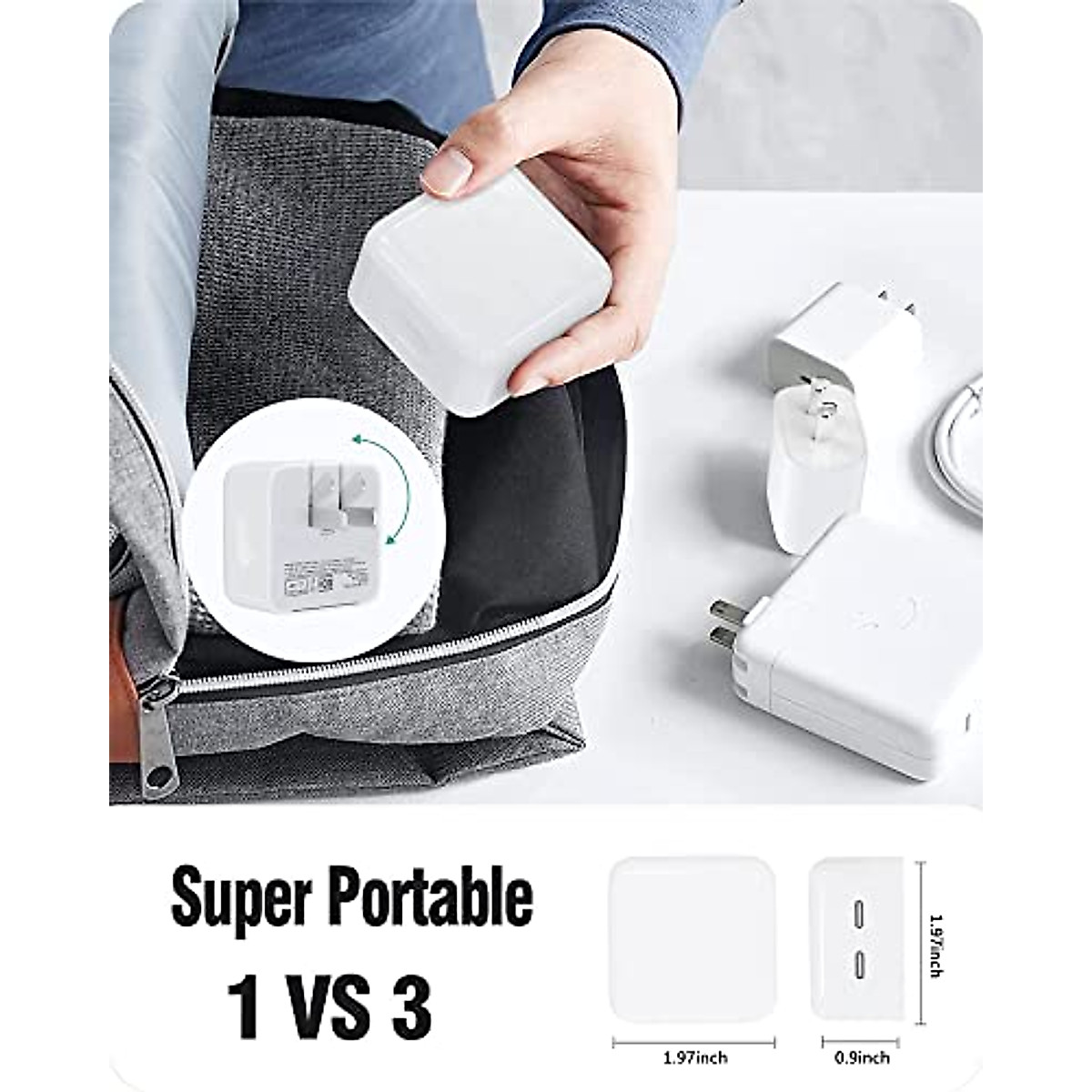 USB-C iPhone Fast Charger,PD 3.0 35W Dual USB-C Port Power Adapter,Cell Phone Wall Charger+USB-C to USB-C/Lightning Cable,Compatible with iPhone 14/13/12/11 /Pro/Max/Se/X/Xr/Xs/8 /8plus /iPad…