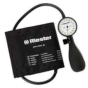 Riester 1251-107 Shockproof Handheld Blood Pressure with Adult Velcro Cuff Latex Free, White