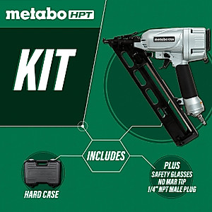 Metabo HPT Finish Nailer | 15 Gauge | Pneumatic | Finish Nails 1-1/4-Inch up to 2-1/2-Inch | Integrated Air Duster | Selective Actuation Switch | 5-Year Warranty | NT65MA4