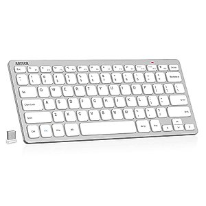 Arteck 2.4G Wireless Keyboard Ultra Slim and Compact Keyboard with Media Hotkeys for Computer Desktop PC Laptop Surface Smart TV and Windows 11/10/8/7, Silver