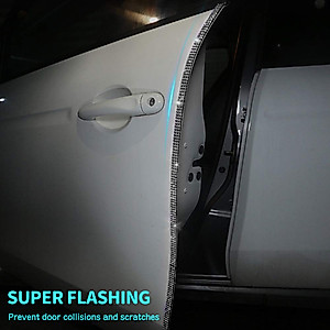 eing Door Edge Anti-Scratch Sticker Door Crash Bumper Crystal Bling Protection Tape Rubber Strip Car Door Protector/ Guard,90cm/35.4" Each One,4Pack/Set,White