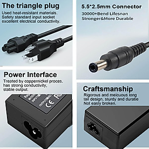 65W 19V 3.42A Laptop Charger for Toshiba Satellite C55 C55D C55T C655 C655D C675 C855 C855D L55 L655 L675 L745 L755 L775D L855 P755 P845T P855 P875 Portege Z30 Z930 Z830 Power Supply Cord