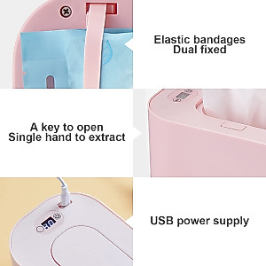 USB Baby Wipe Warmer, Baby Wet Wipes Dispenser, Portable Baby Wipe Warmer for Travel Home Car, Large Capacity Mini Babies Wet Wipe Dispenser (Pink)