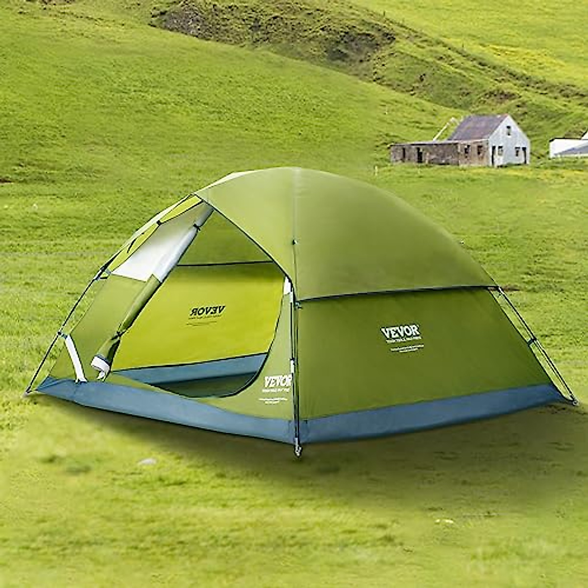Vevor Camping Tent, 7 x 7 x 4 ft, Waterproof, Lightweight, Backpacking, with Door, for Outdoor Family Camping, Hiking, Hunting, Mountaineering Travel