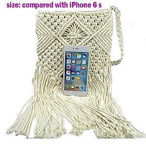 Donalworld Women Tassel Shoulder Bag Bohemian Beach Crochet Messenger Bags White