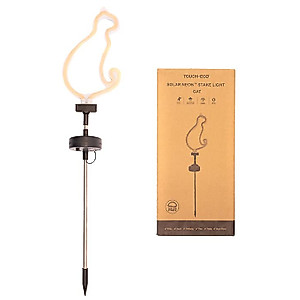 Touch Of ECO Solar LED Neon Cat Lovers Gift Outdoor Garden Décor Stake Light Gift Idea for Cat Lovers, Warm White (TOE397)