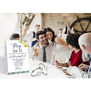 Blue Tiles and Lemons Don't say Bride or Wedding Game, Put a Ring on It Bridal Shower Game with 50 Fake Rings, Modern Bridal Shower Decorations, Wedding Shower or Bachelorette Party Supplies - 06