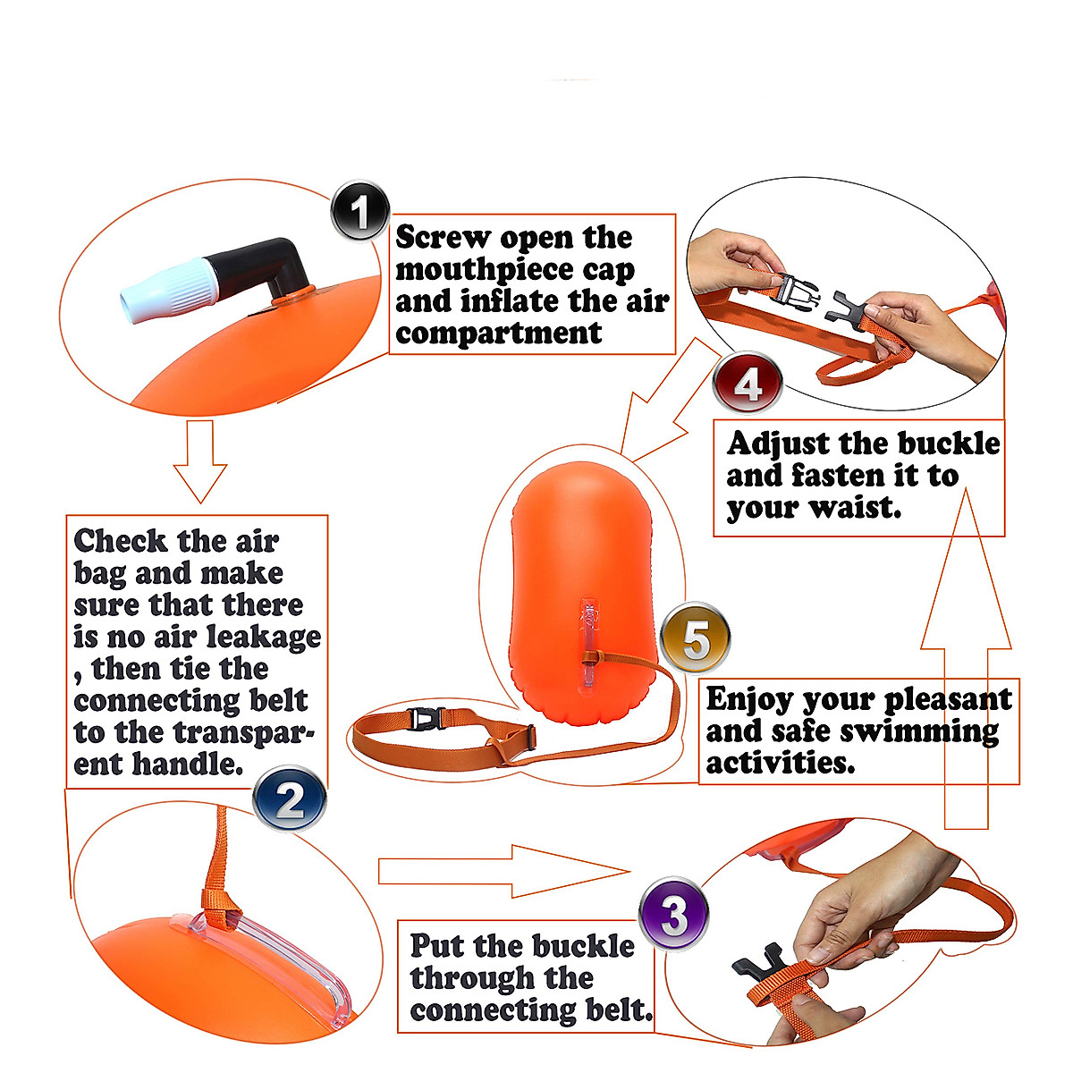 Swim Buoy for Open Water Swimmers Triathletes Kayakers Snorkelers, Swim Float for Open Water Swim Buoy Float for Swim Safety Swim Training