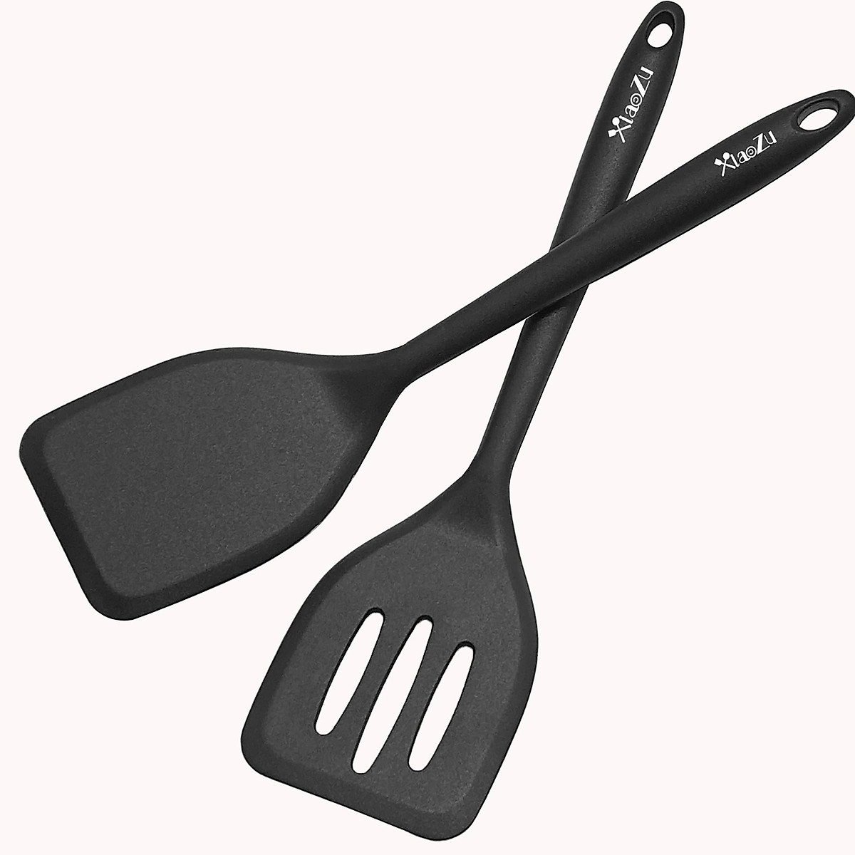 Silicone Spatula Turner Set, High Heat Resistant Spatulas with Seamless One Piece Design, Nonstick Rubber Flippers Utensils for Baking & Cooking,BPA-Free, Black,11 IN