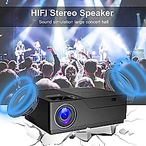 JIMTAB M18 Native 1080P LED Video Projector, Upgraded HD Projector with 300”Display Support AV,VGA,USB,HDMI, Compatible with Xbox,Laptop,iPhone and Android for Academic Display (Dark Star)