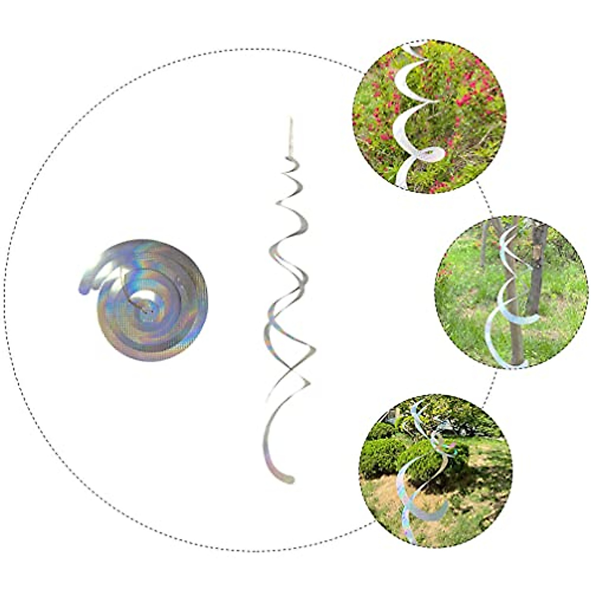 Happyyami 2pcs Bird Reflective Scare Rods Orchard Garden Artifact Wind Twisting Reflective Expeller Spinner Deterrent Control Device Keeps Woodpeckers Birds Away